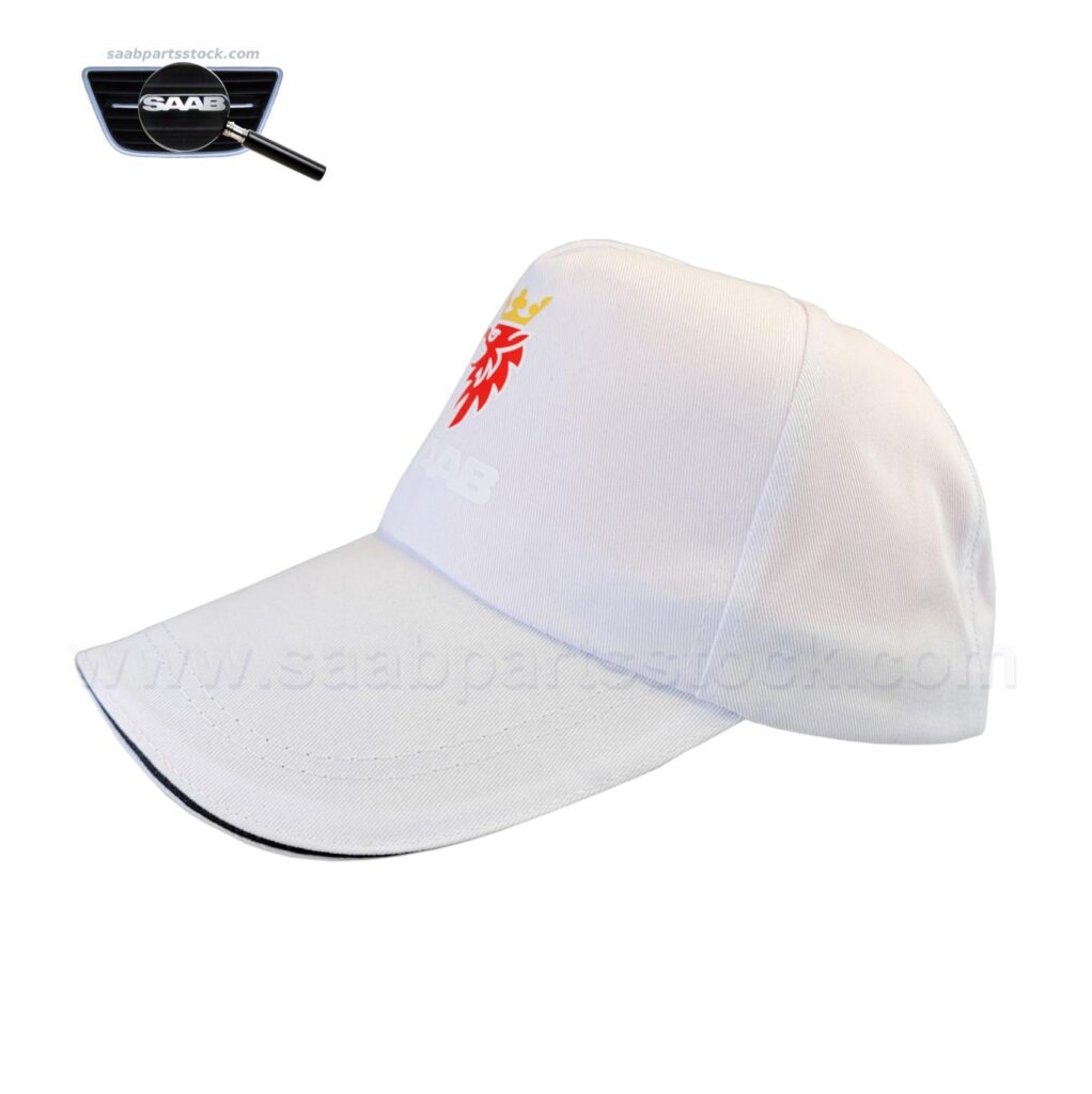 White Baseball Cap With SAAB logo