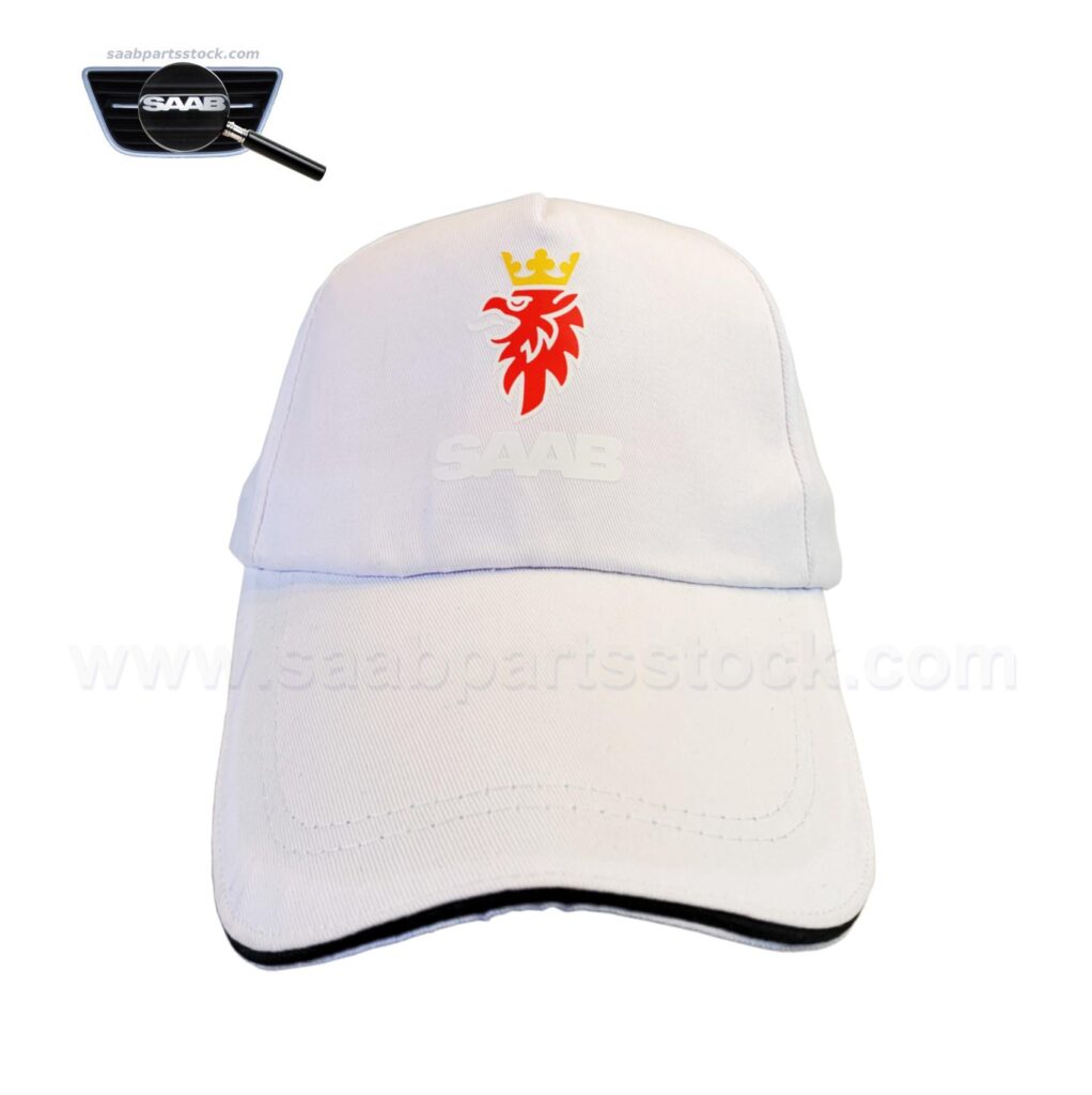 White Baseball Cap With SAAB logo