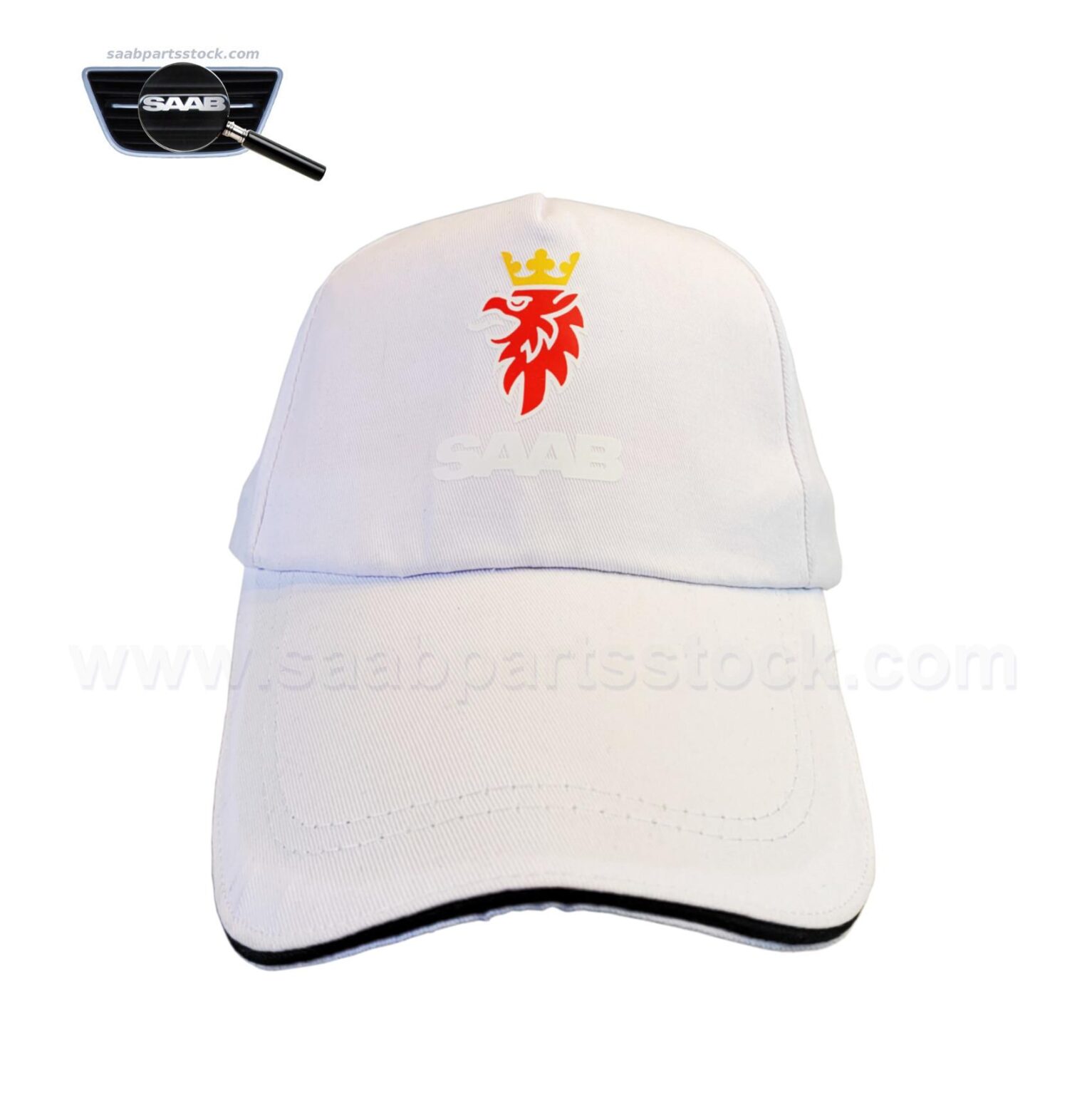 White Baseball Cap With SAAB logo